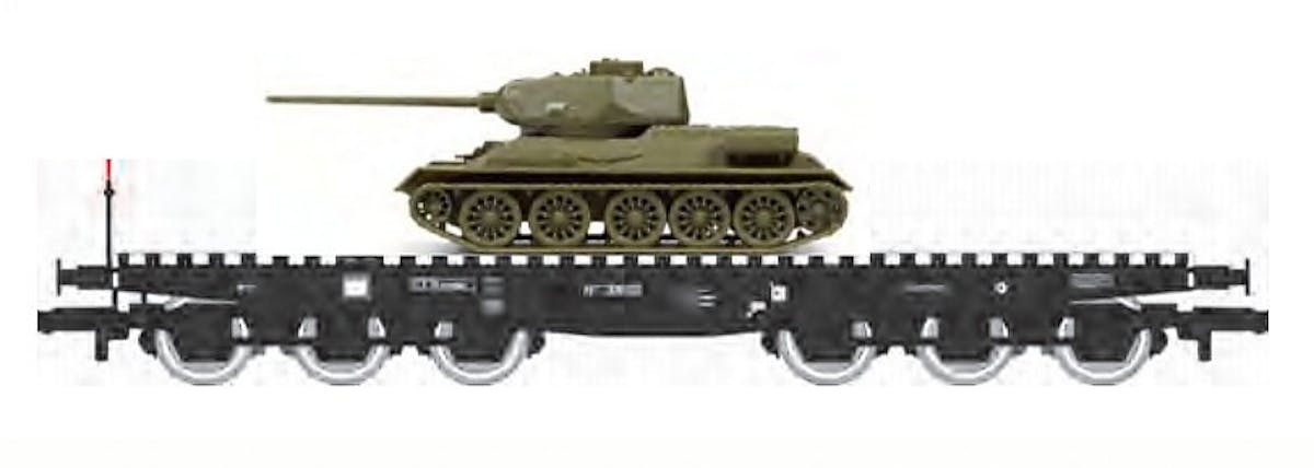 AF Models 235745B CFR carro pianale a 6 assi con carico di carro armato ...