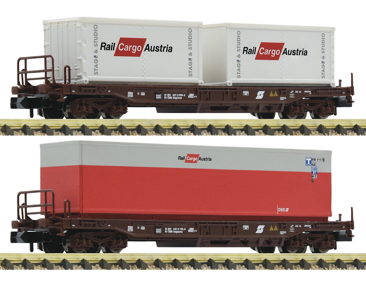 Fleischmann 845377 OBB Rail Cargo Austria, set due carri intermodali ...