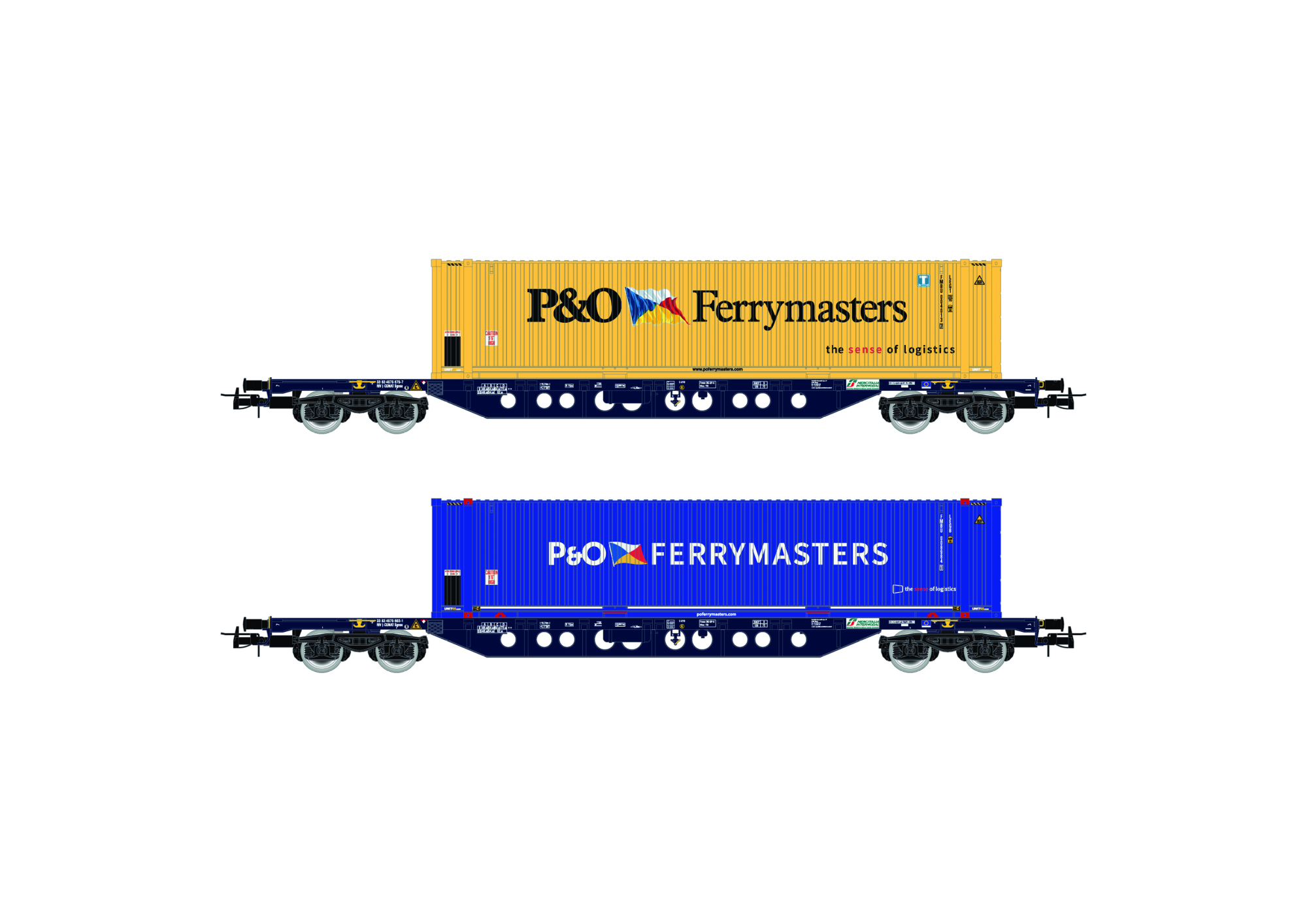 Rivarossi HR6614 Mercitalia Intermodal, set di 2 carri porta container ...