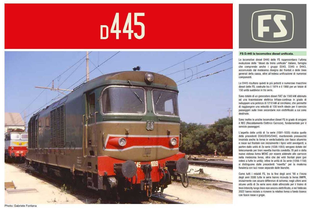 Arnold HN2654 FS, locomotiva diesel D.445, 1a serie, con vetri curvi, livrea originale verde ...